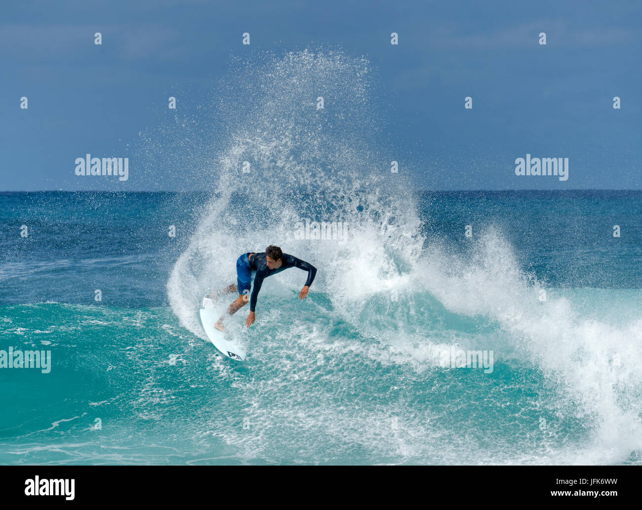 Surfer cutting wave. Oahu, Hawaii Stock Photo - Alamy