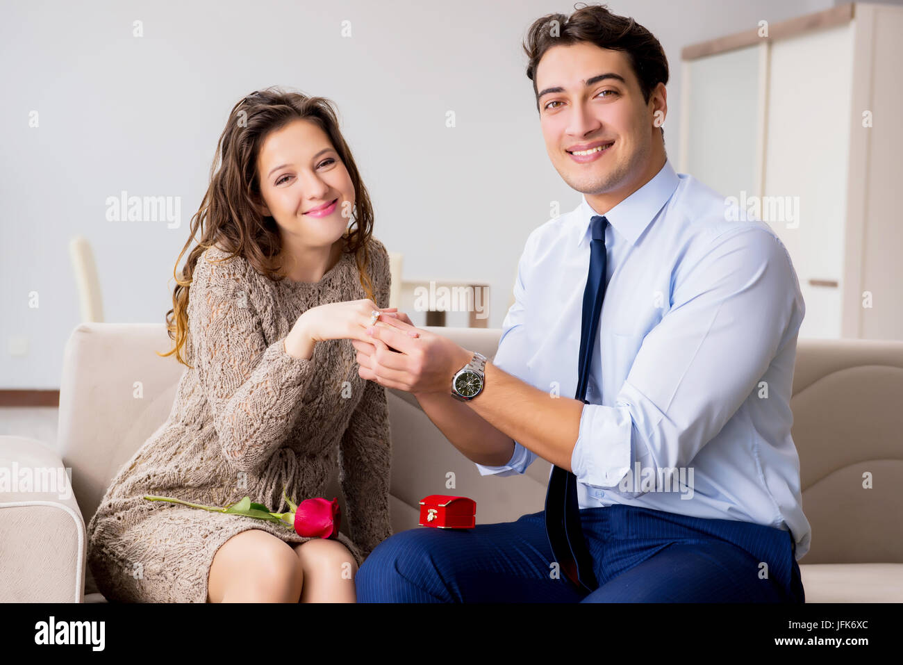 Romantic concept with man making marriage proposal Stock Photo - Alamy