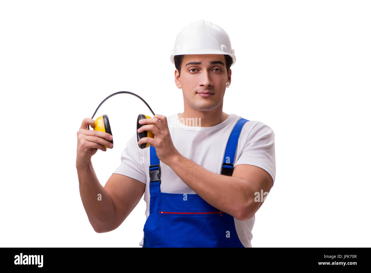 Construction worker isolated on white background Stock Photo - Alamy