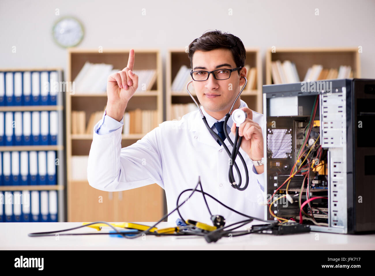 IT technician repairing broken pc desktop computer Stock Photo - Alamy
