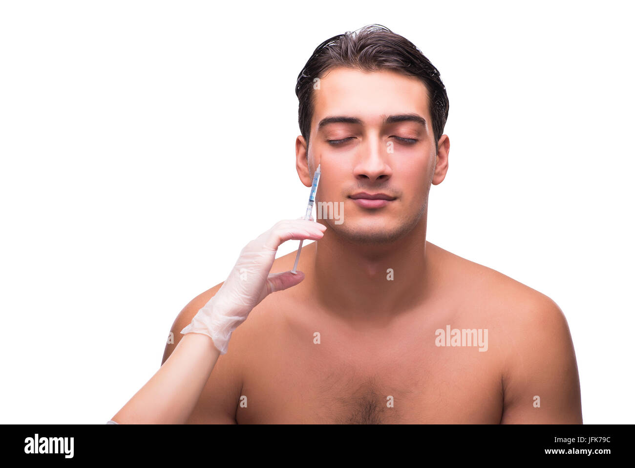 Man undergoing plastic surgery isolated on white Stock Photo - Alamy