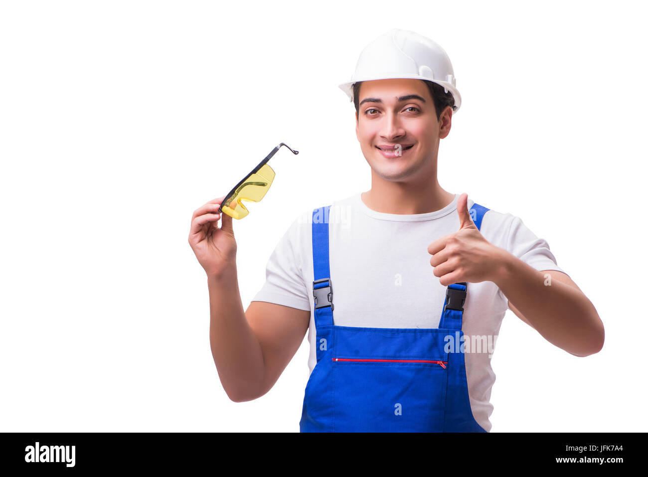 Construction worker isolated on white background Stock Photo - Alamy