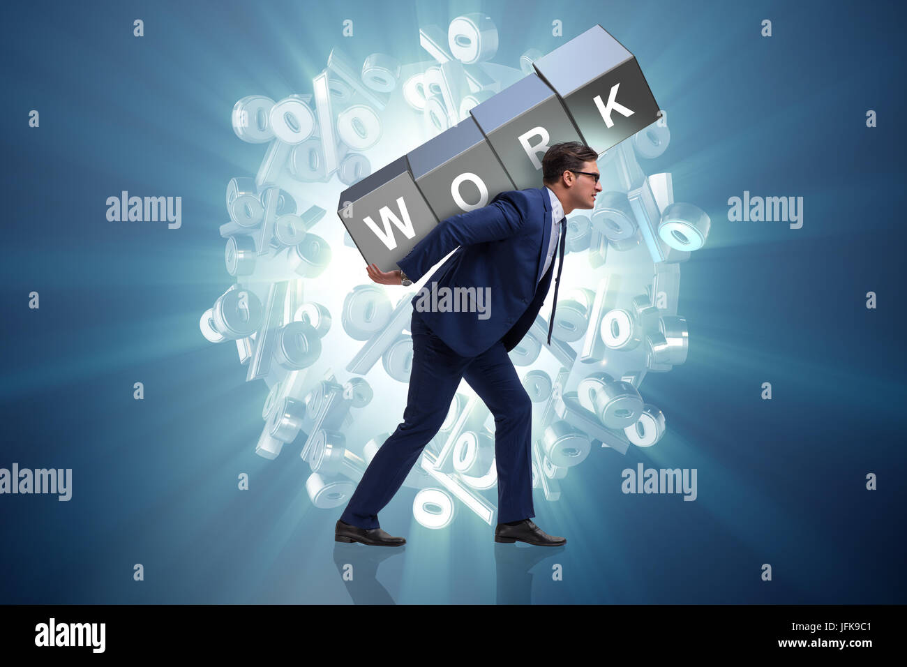 Businessman working too hard in business concept Stock Photo - Alamy