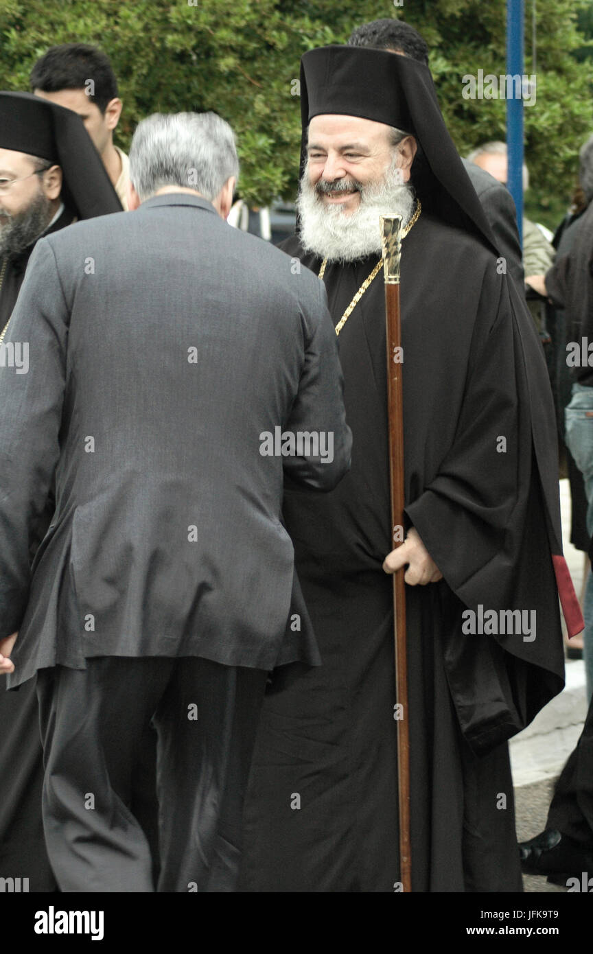 The Forthright Greek Orthodox leader Archbishop Christodoulos greeting ...