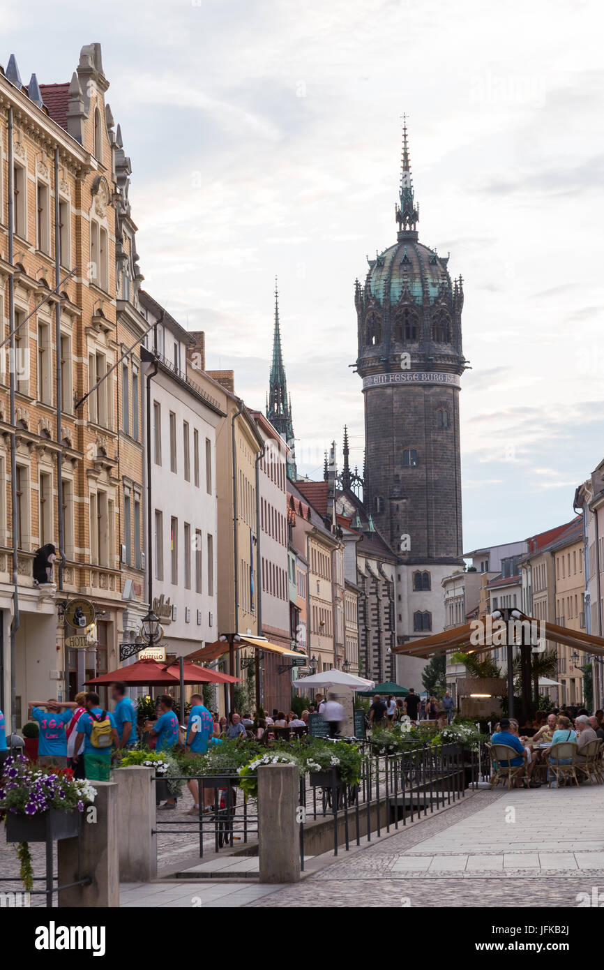 Passage with castle church Stock Photo - Alamy