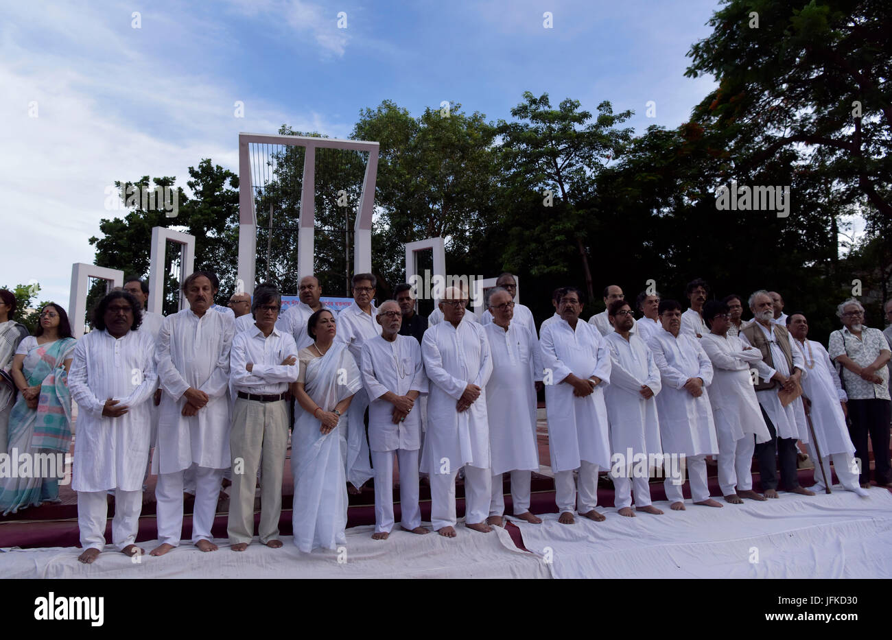 DHAKA, BANGLADESH – JULY 01, 2017: Bangladeshi social activists pay ...