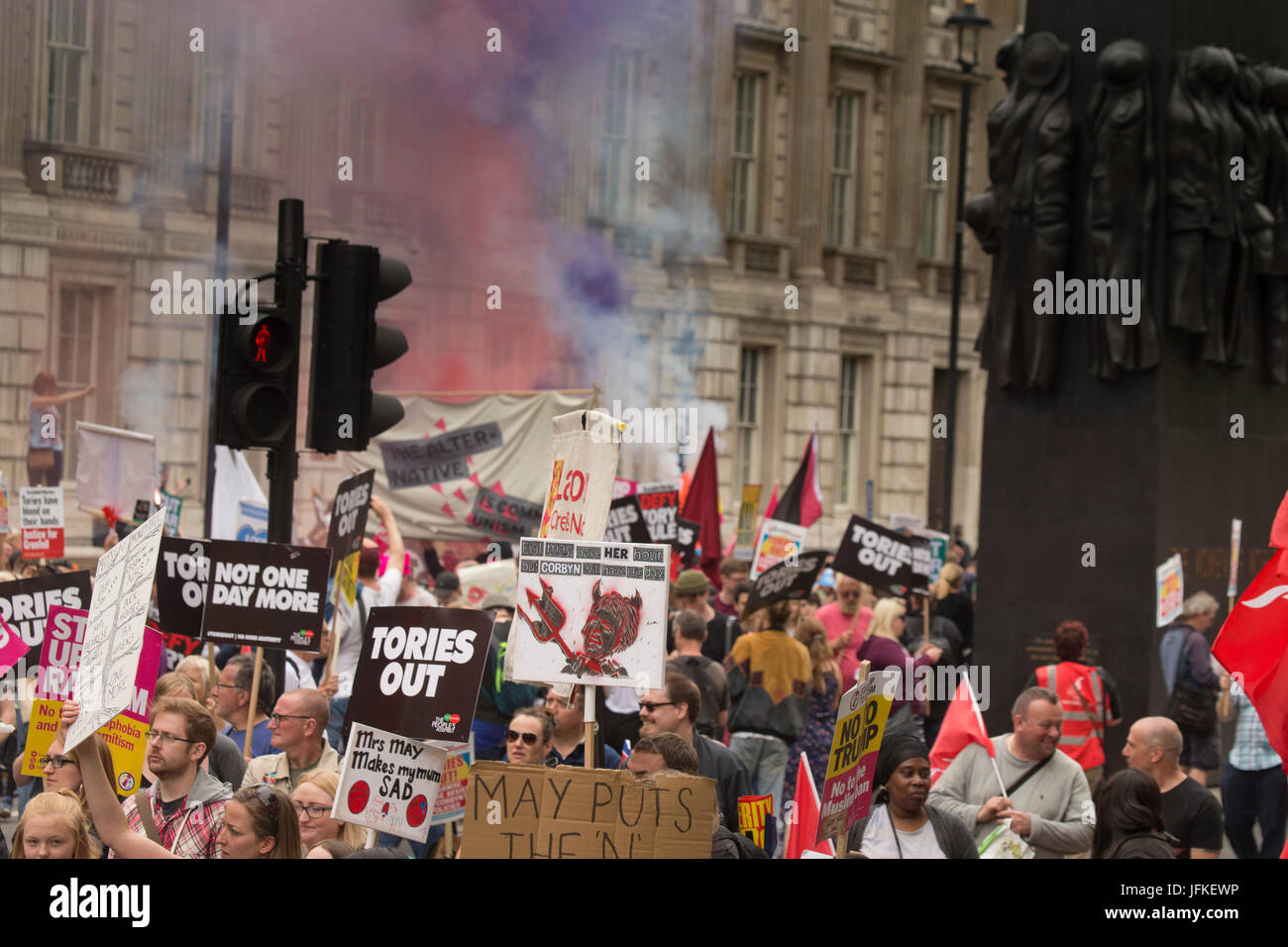 London, UK. 01st July, 2017. Thousands of people on the Not One More ...
