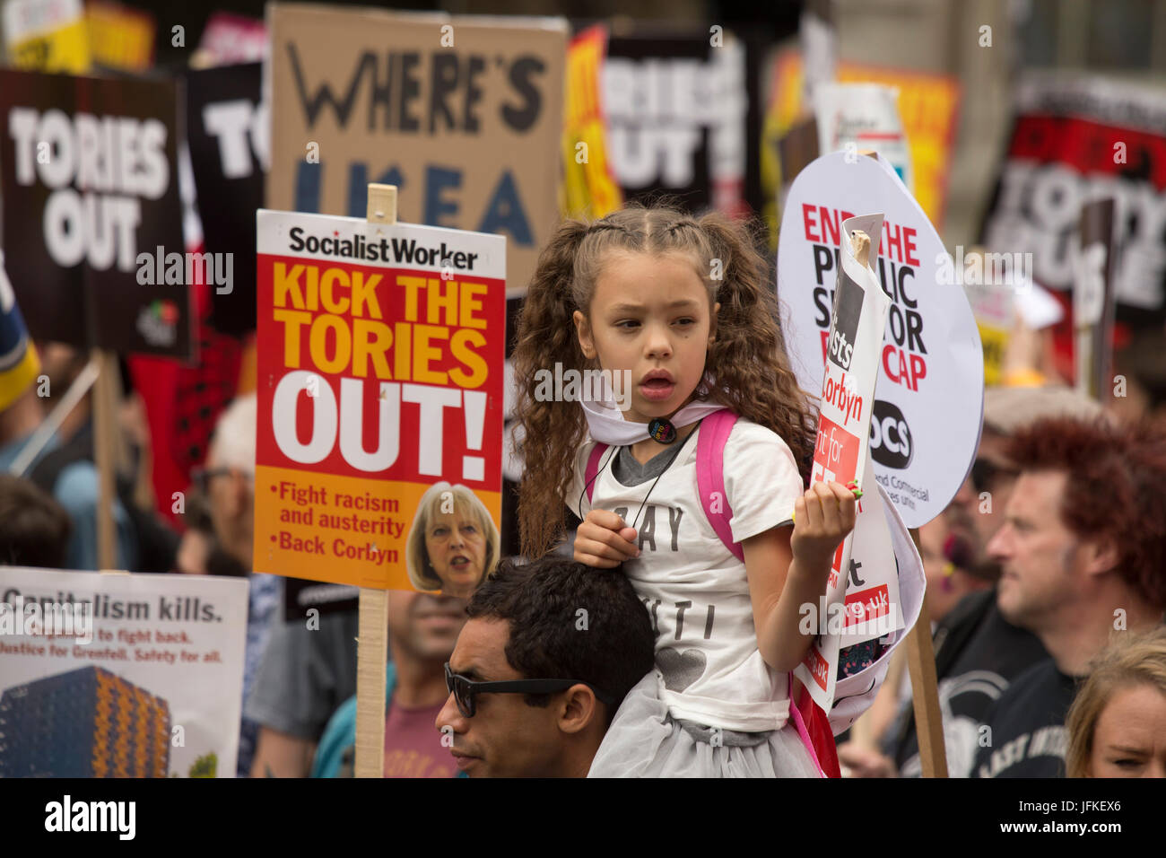 London, UK. 01st July, 2017. Thousands of people on the Not One More ...
