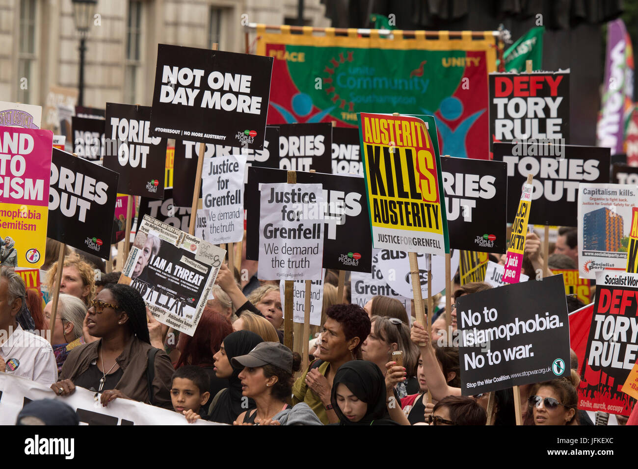 London, UK. 01st July, 2017. Thousands of people on the Not One More ...