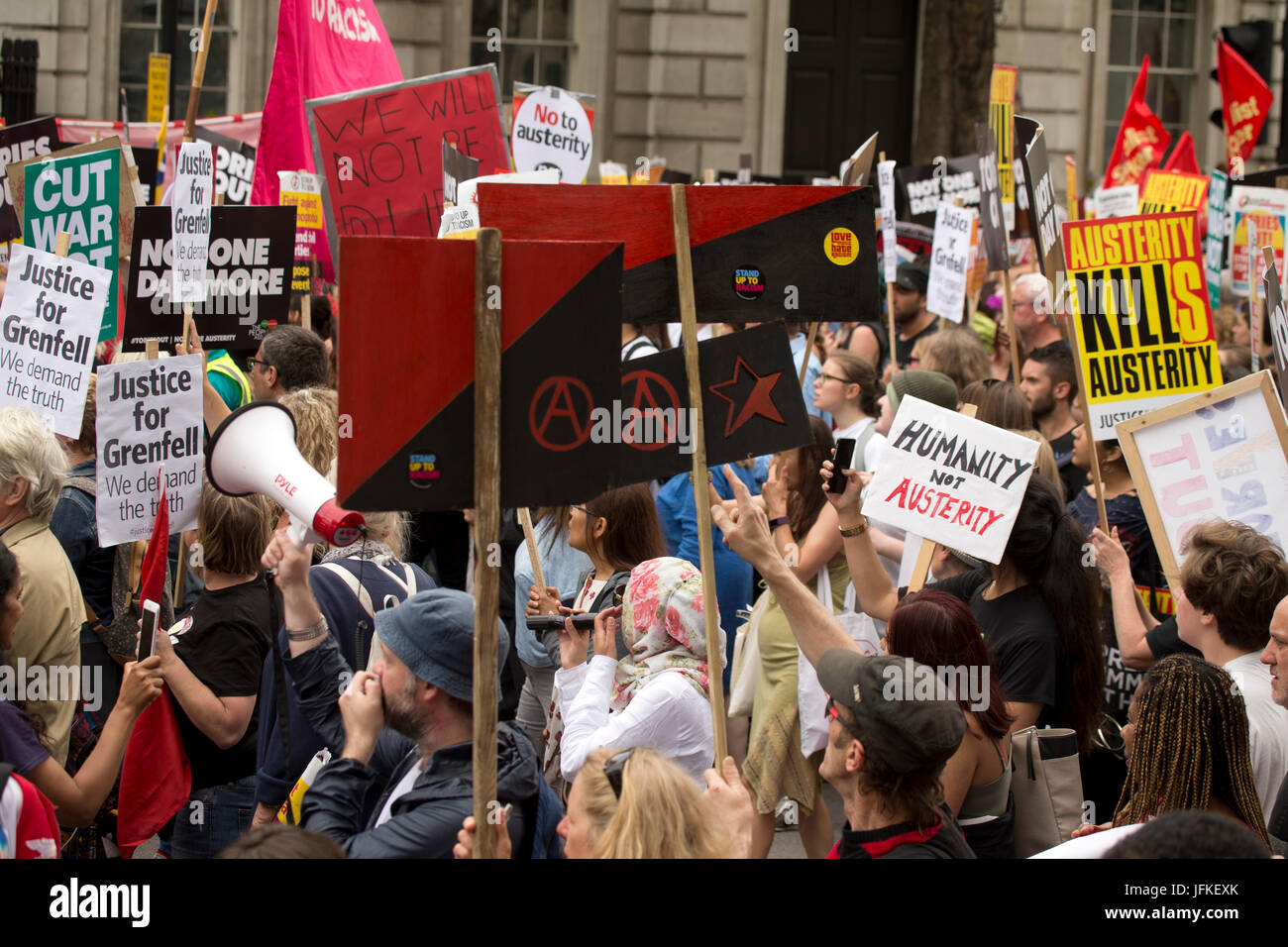 London, UK. 01st July, 2017. Thousands of people on the Not One More ...