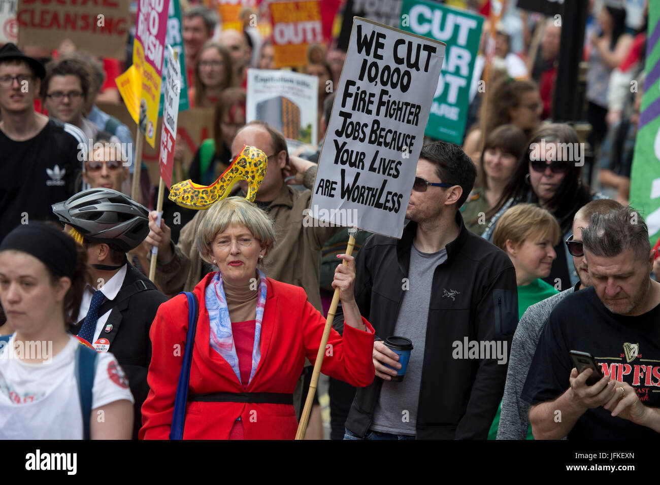 London, UK. 01st July, 2017. Thousands of people on the Not One More ...