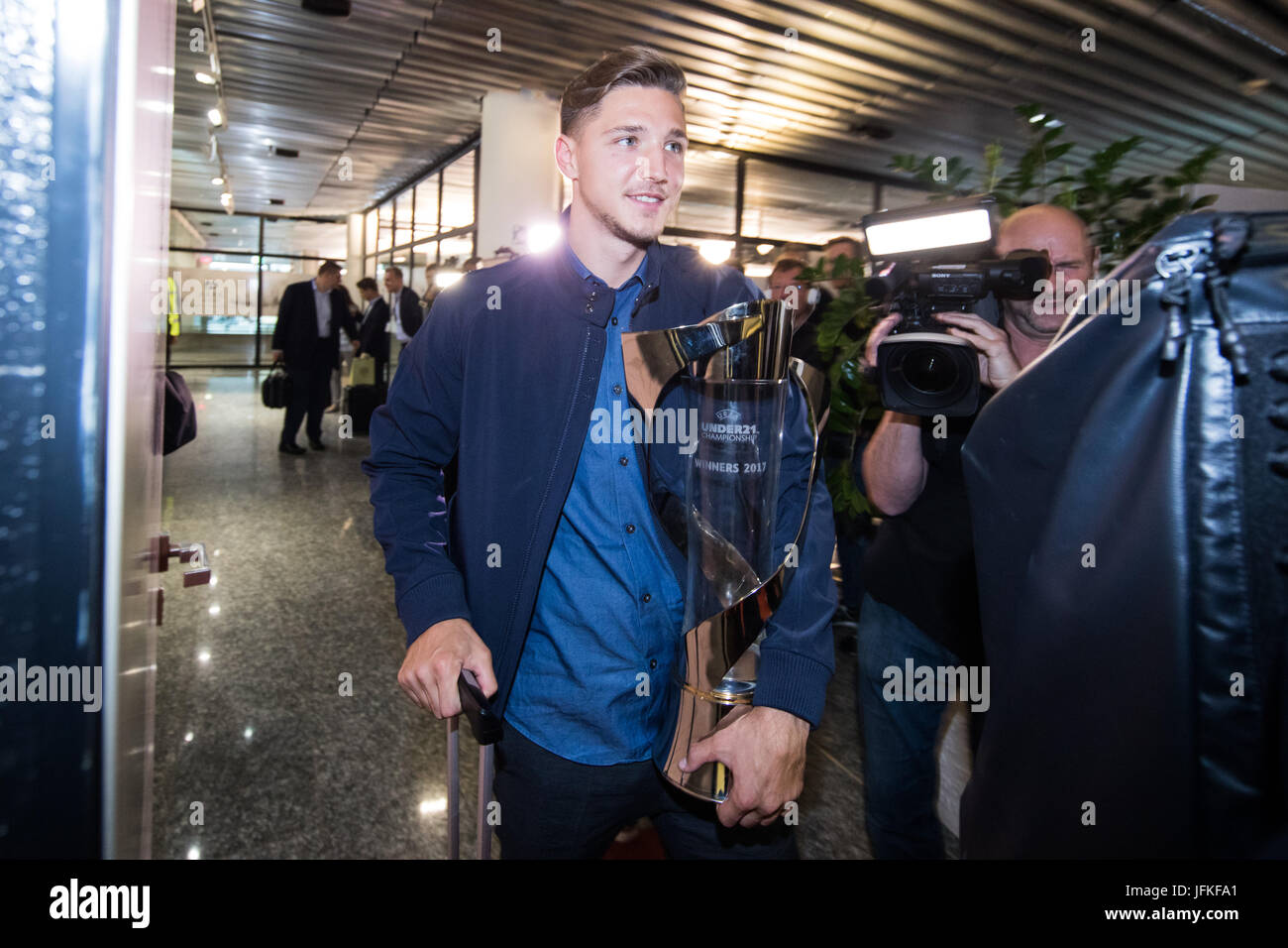 Niklas Stark carries the trophy during the Germany U21 National Team ...