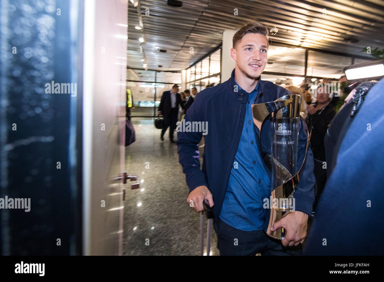 Niklas Stark carries the trophy during the Germany U21 National Team ...