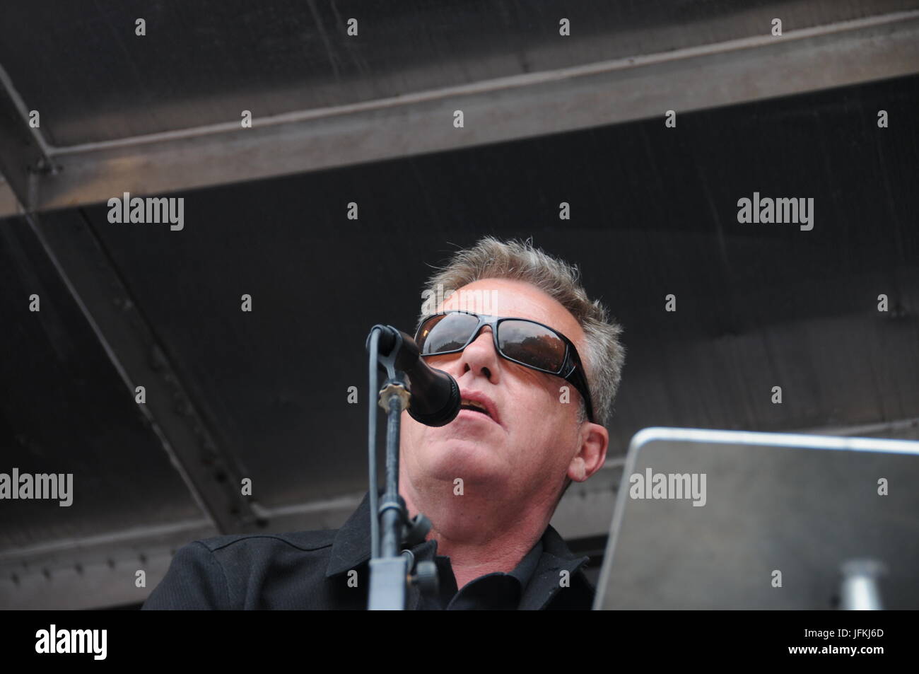 Suggs/Graham McPherson, lead singer, of pop group Madness talks to the ...