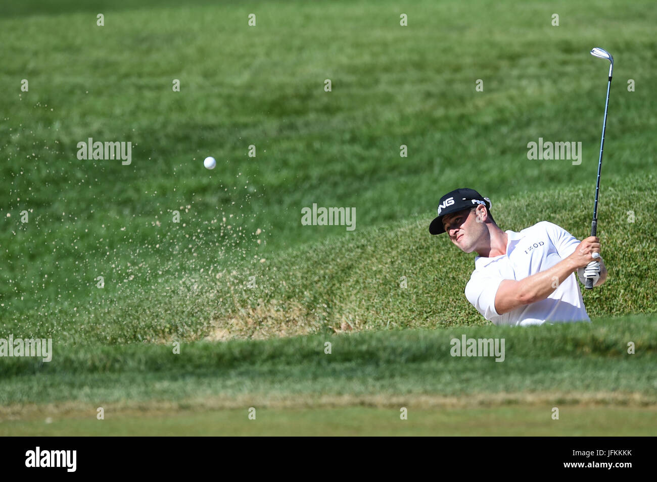 Potomac, USA. 01st July, 2017. David Lingmerth (SWE) hits out of the ...