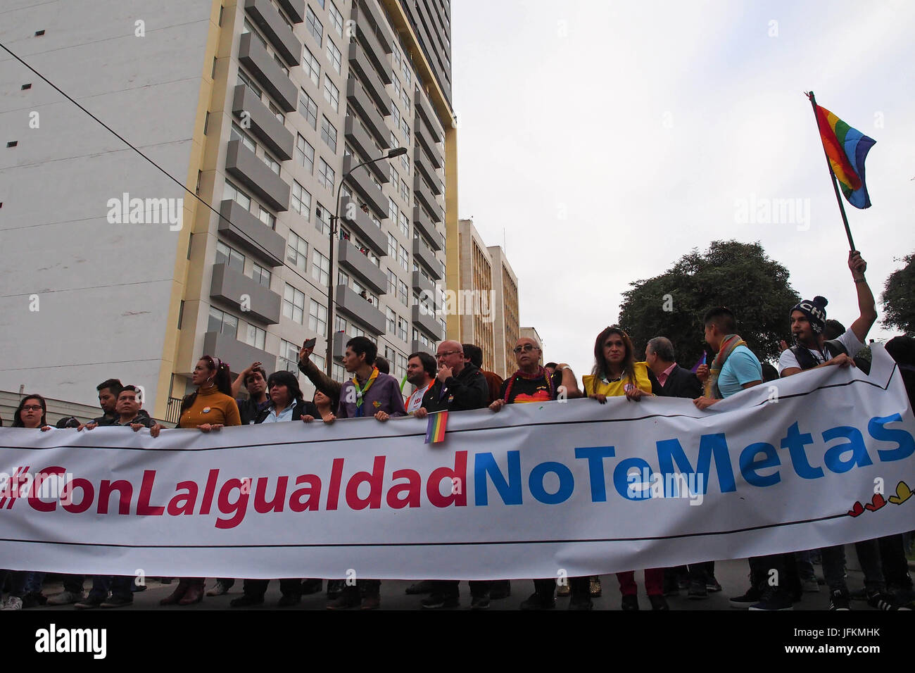 Lima, Peru. 01st July, 2017. "Do not mess with equality" banner ...