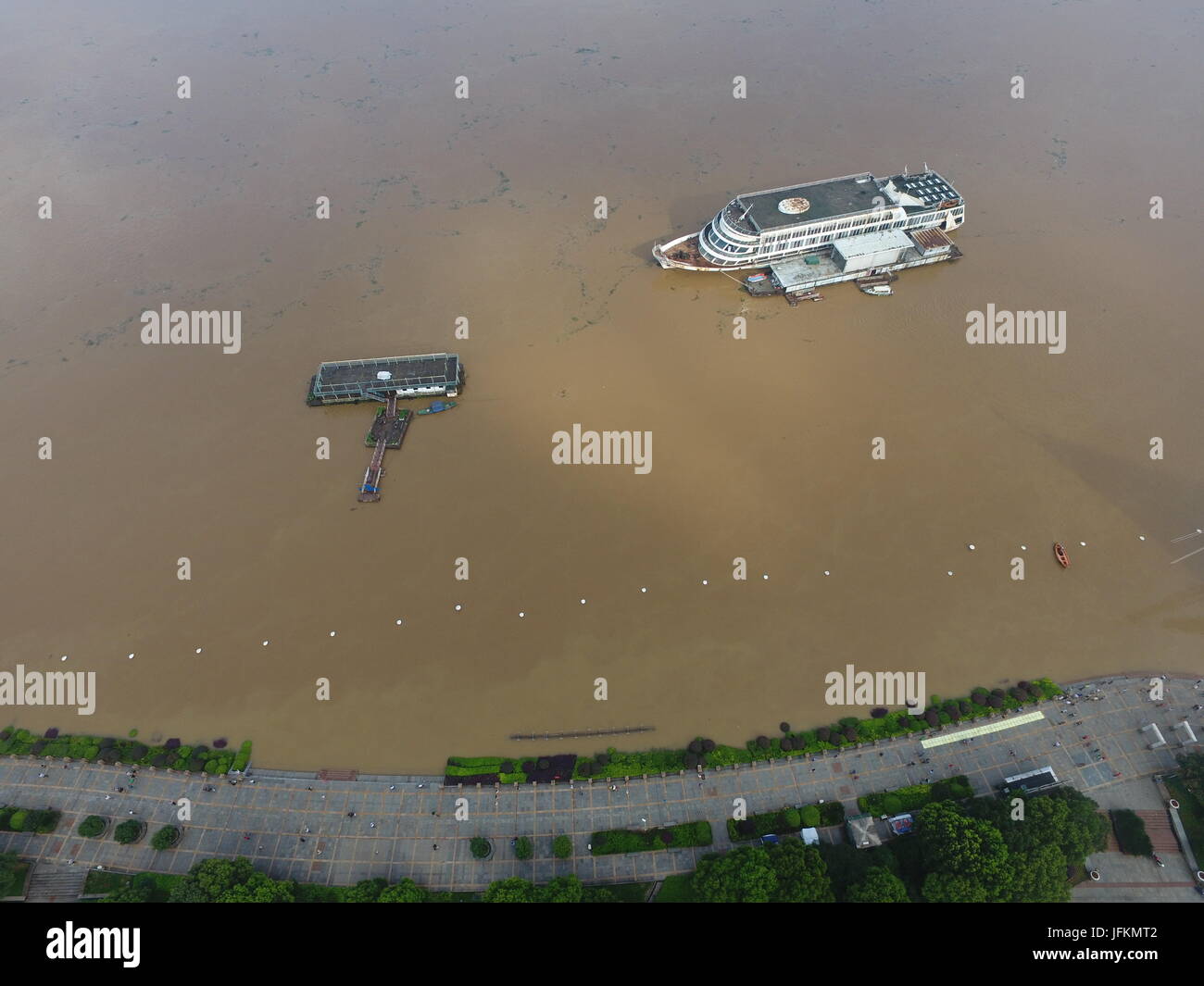 Changsha, China's Hunan Province. 2nd July, 2017. A dock is flooded in ...