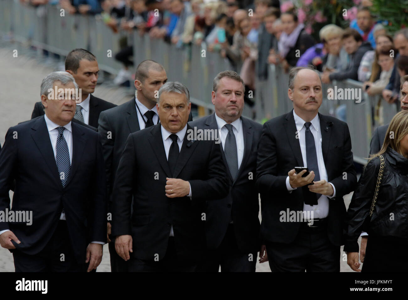Viktor Orban (centre), the Prime Minister of Hungary, arrives at the ...