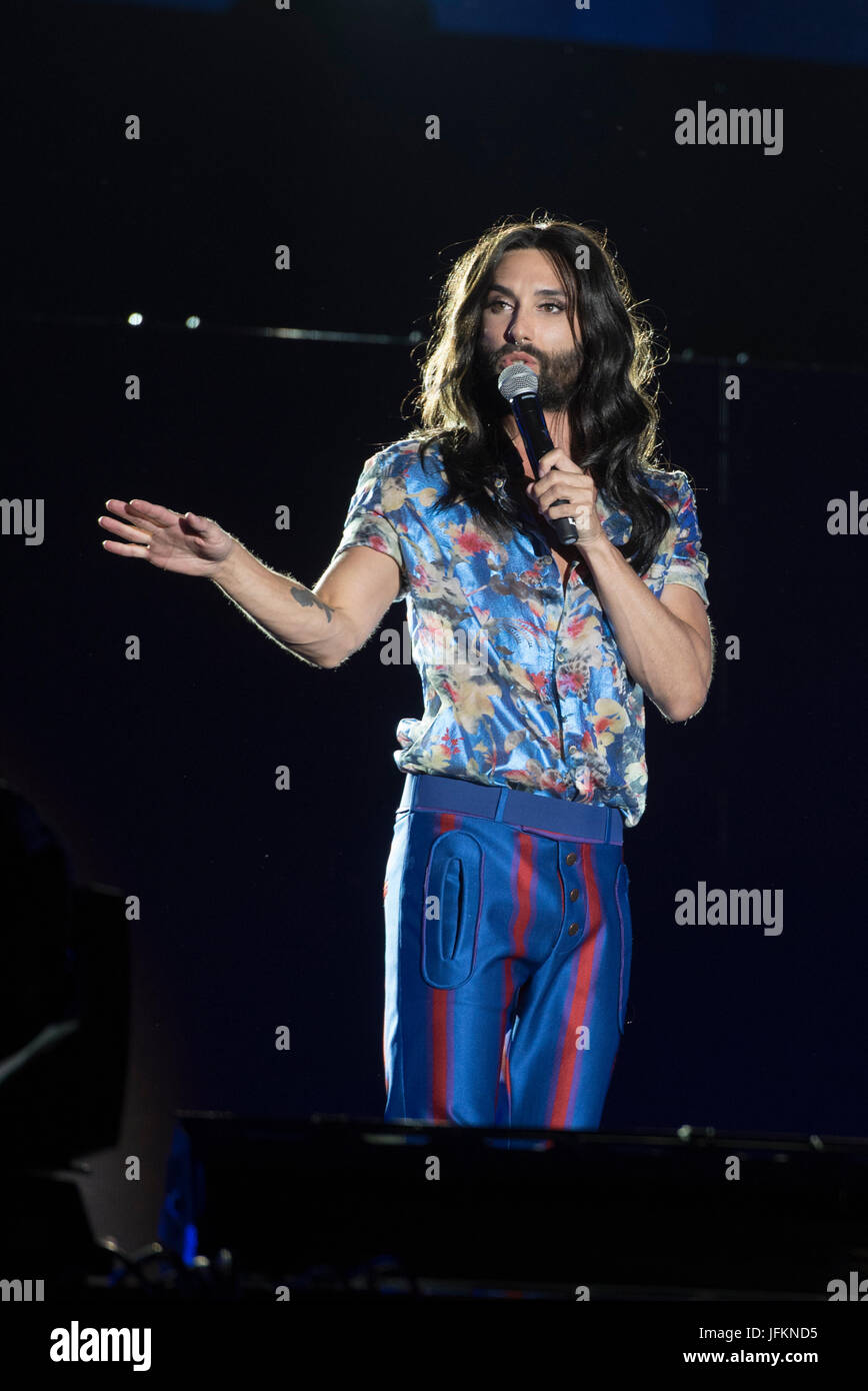 Madrid, Spain. 02nd July, 2017. Singer Conchita Wurst during the ...