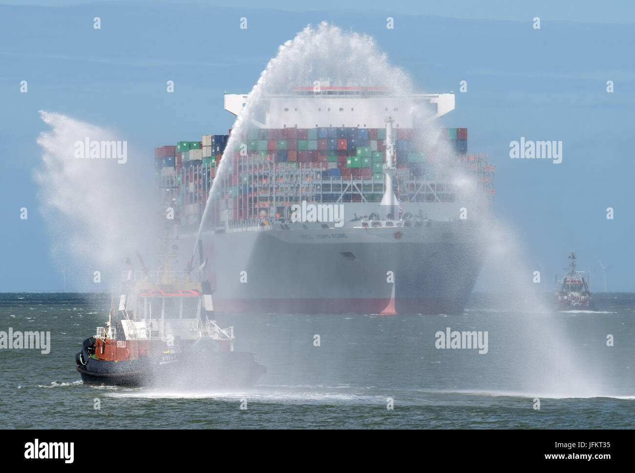Wilhelmshaven, Germany. 02nd July, 2017. The newly-built container ship ...