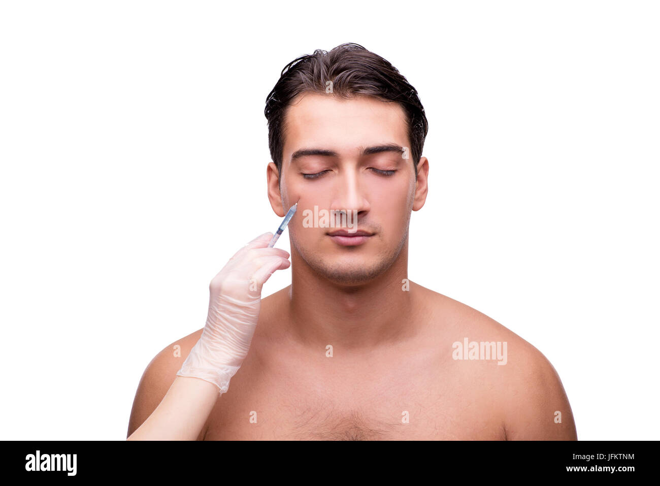 Man undergoing plastic surgery isolated on white Stock Photo - Alamy