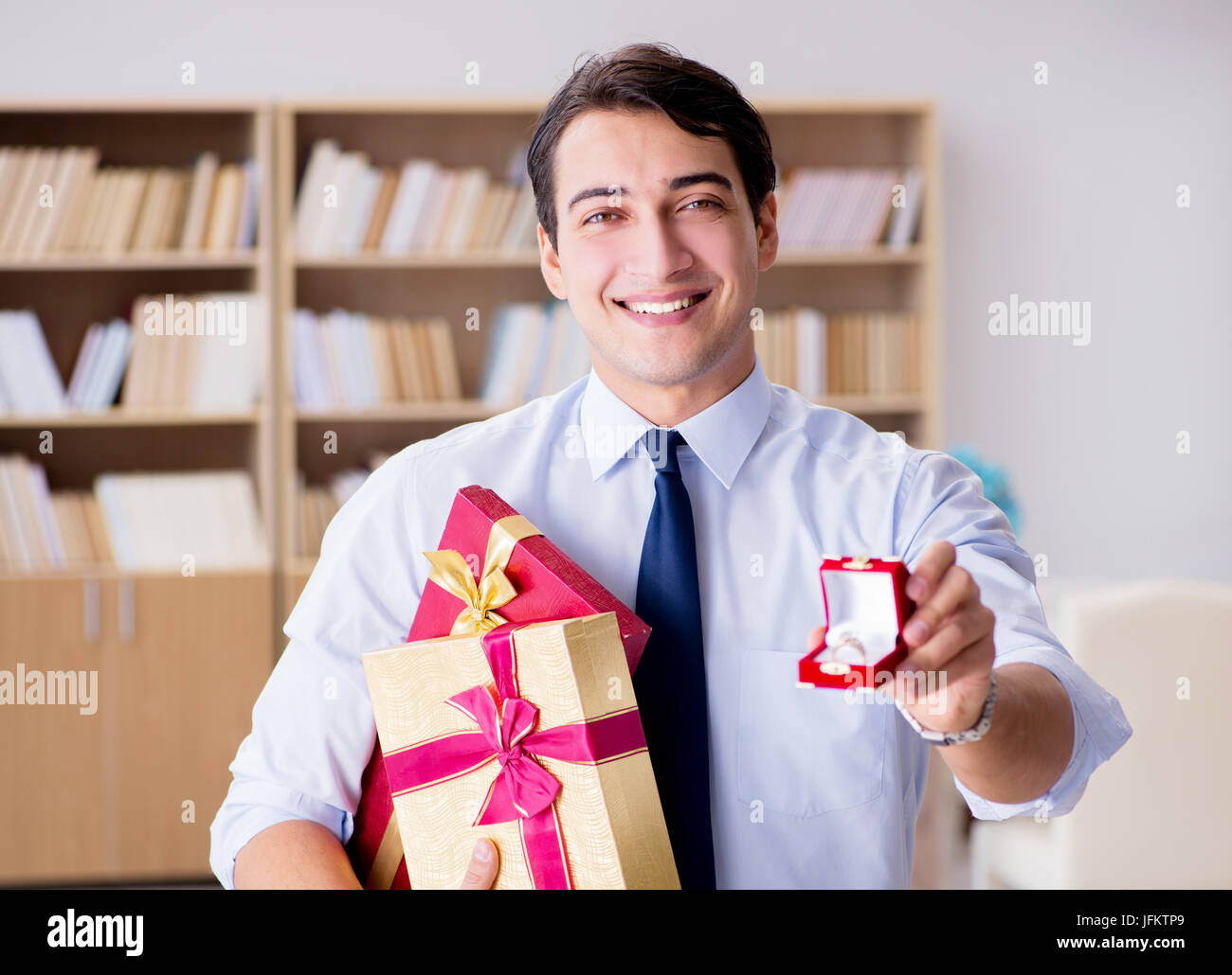 Romantic concept with man making marriage proposal Stock Photo - Alamy