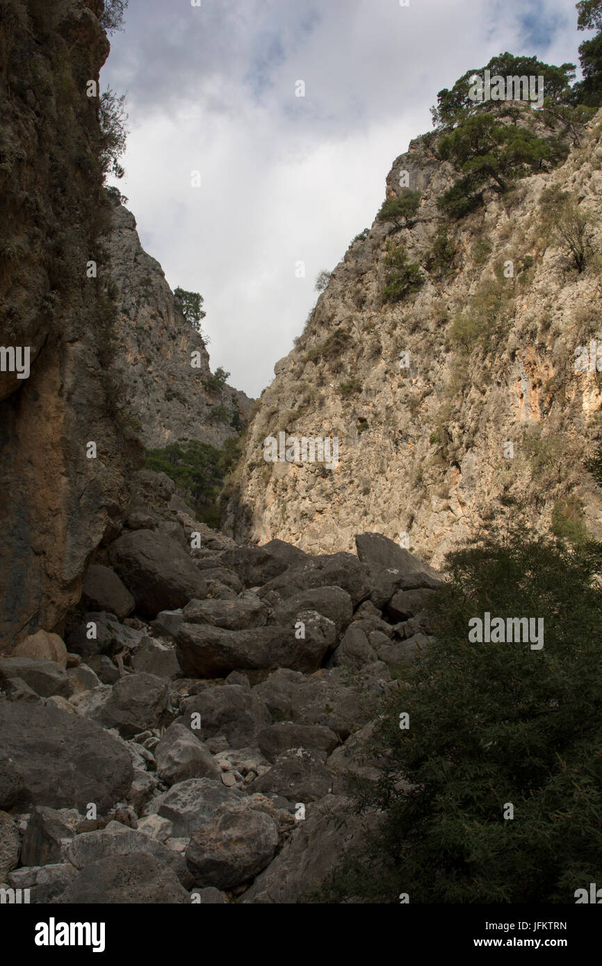 Aradena Gorge is a deep limestone canyon running from the Lefka Ori or ...