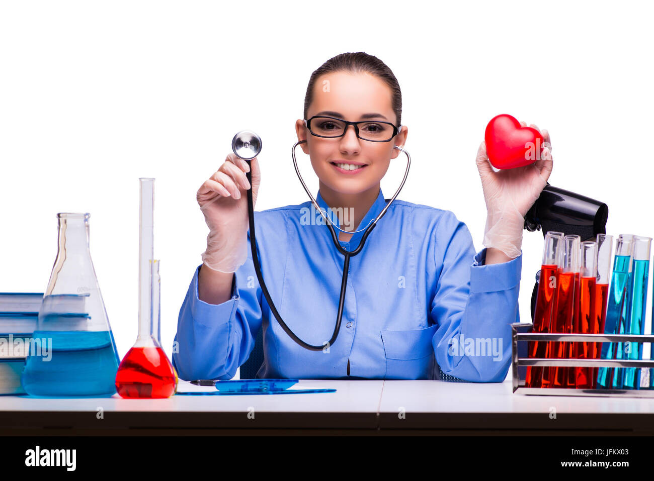 Young female doctor in lab isolated on white Stock Photo - Alamy