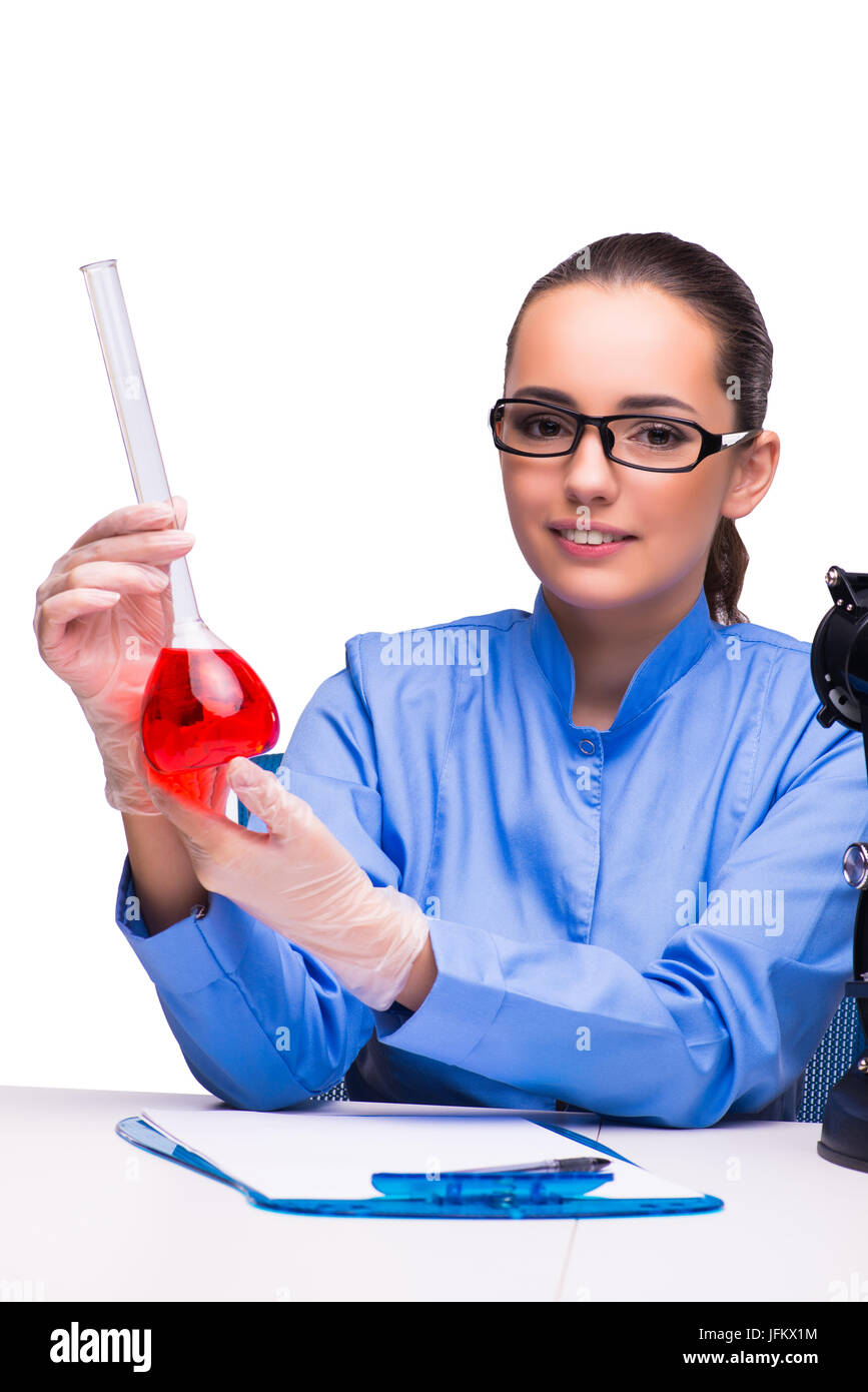 Young female doctor in lab isolated on white Stock Photo - Alamy