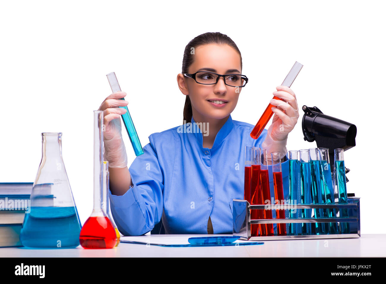 Young female doctor in lab isolated on white Stock Photo - Alamy