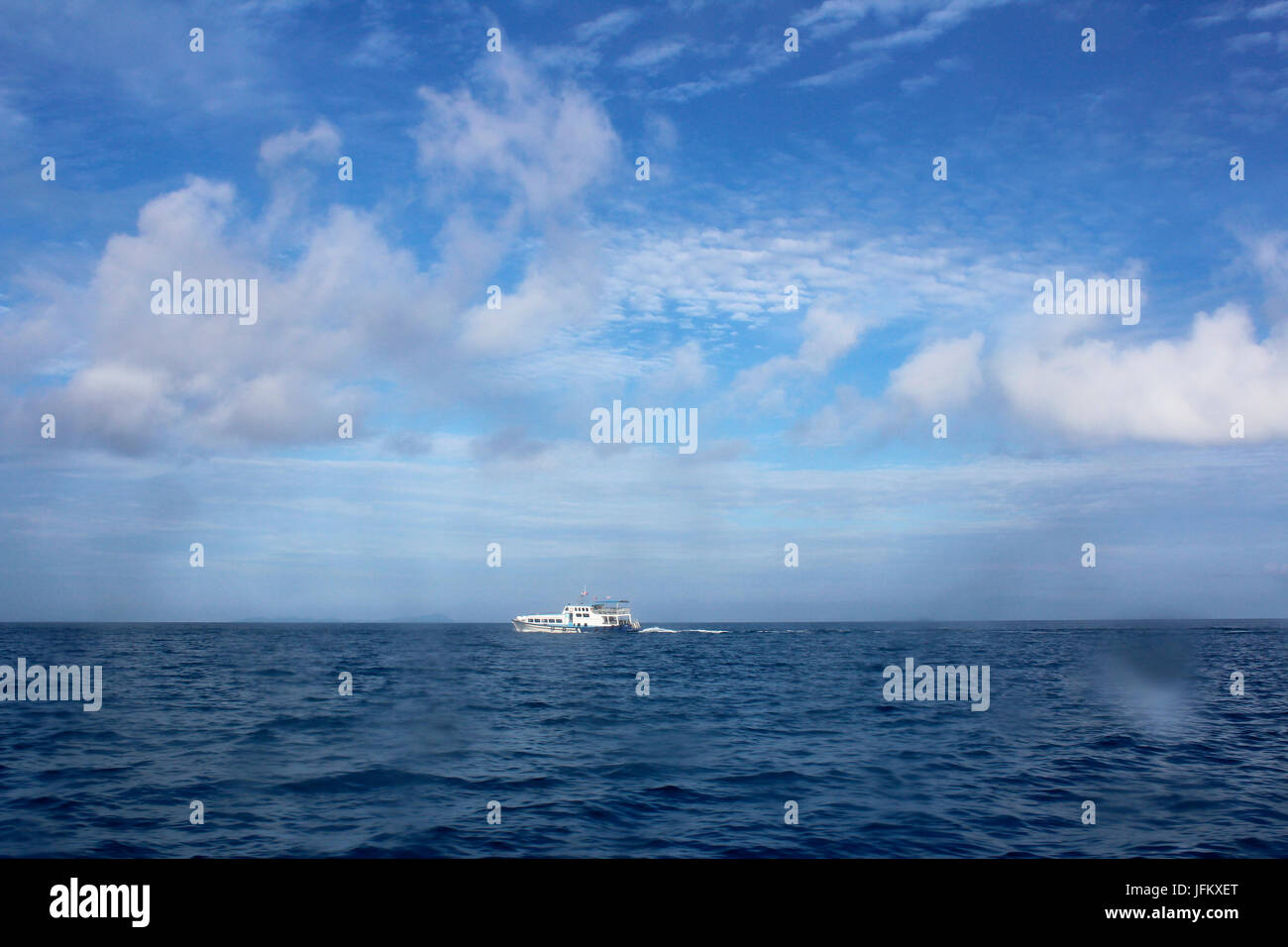 View of a boat from a ferry's window at Tioman Island, Malaysia Stock ...