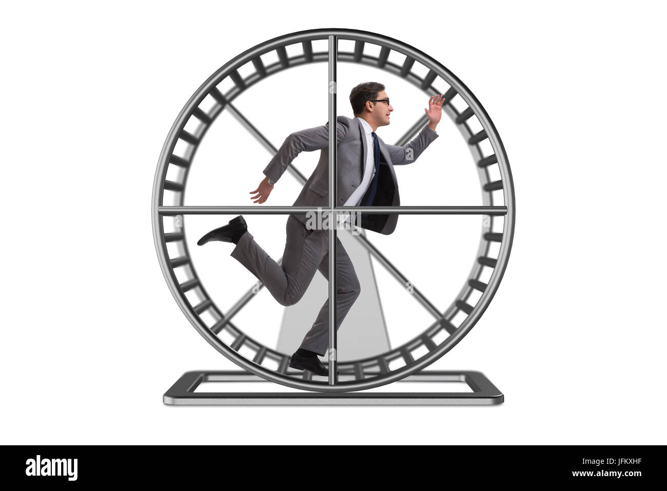 Business concept with businessman running on hamster wheel Stock Photo ...