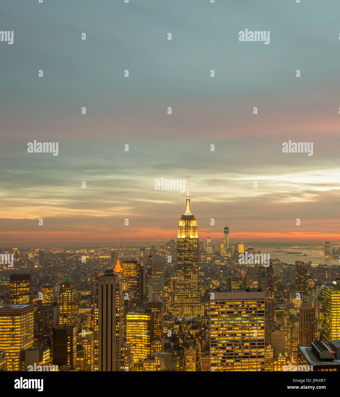 View of New York Manhattan during sunset hours Stock Photo - Alamy