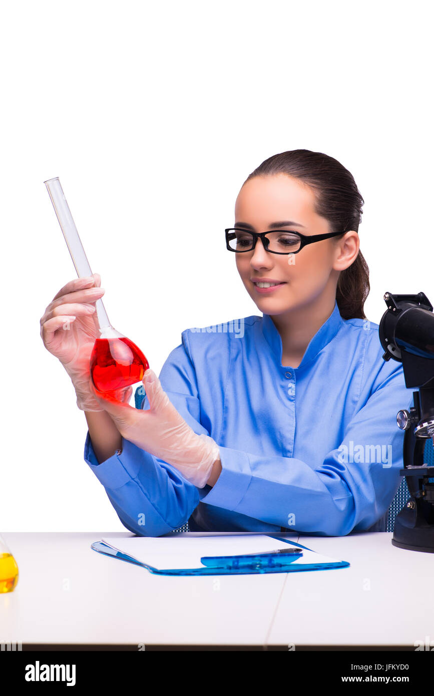 Young female doctor in lab isolated on white Stock Photo - Alamy