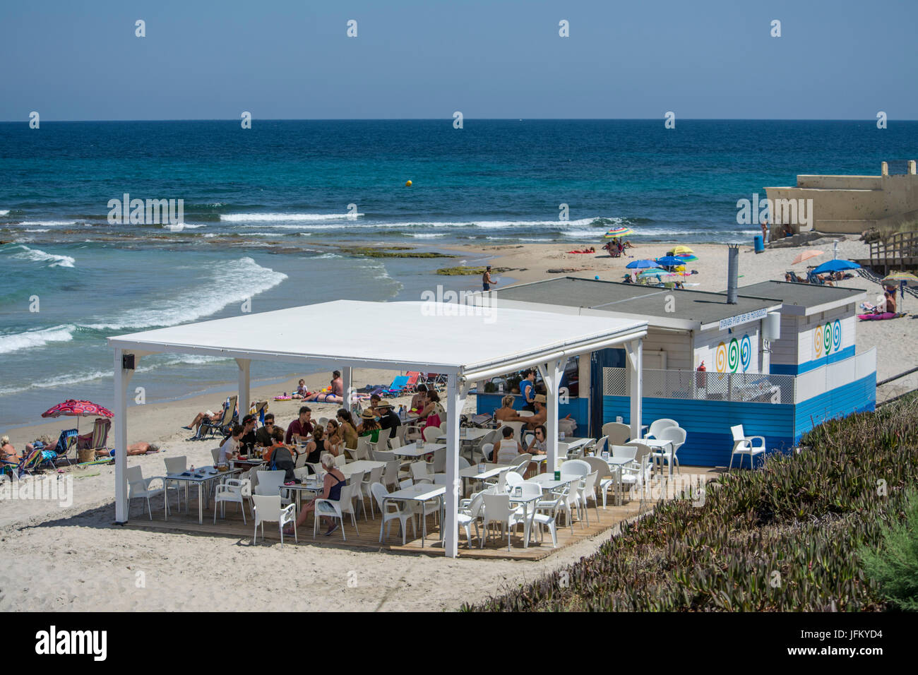 Beach bar on the Playa del Conte at Torre de Horadada Alicante Spain ...