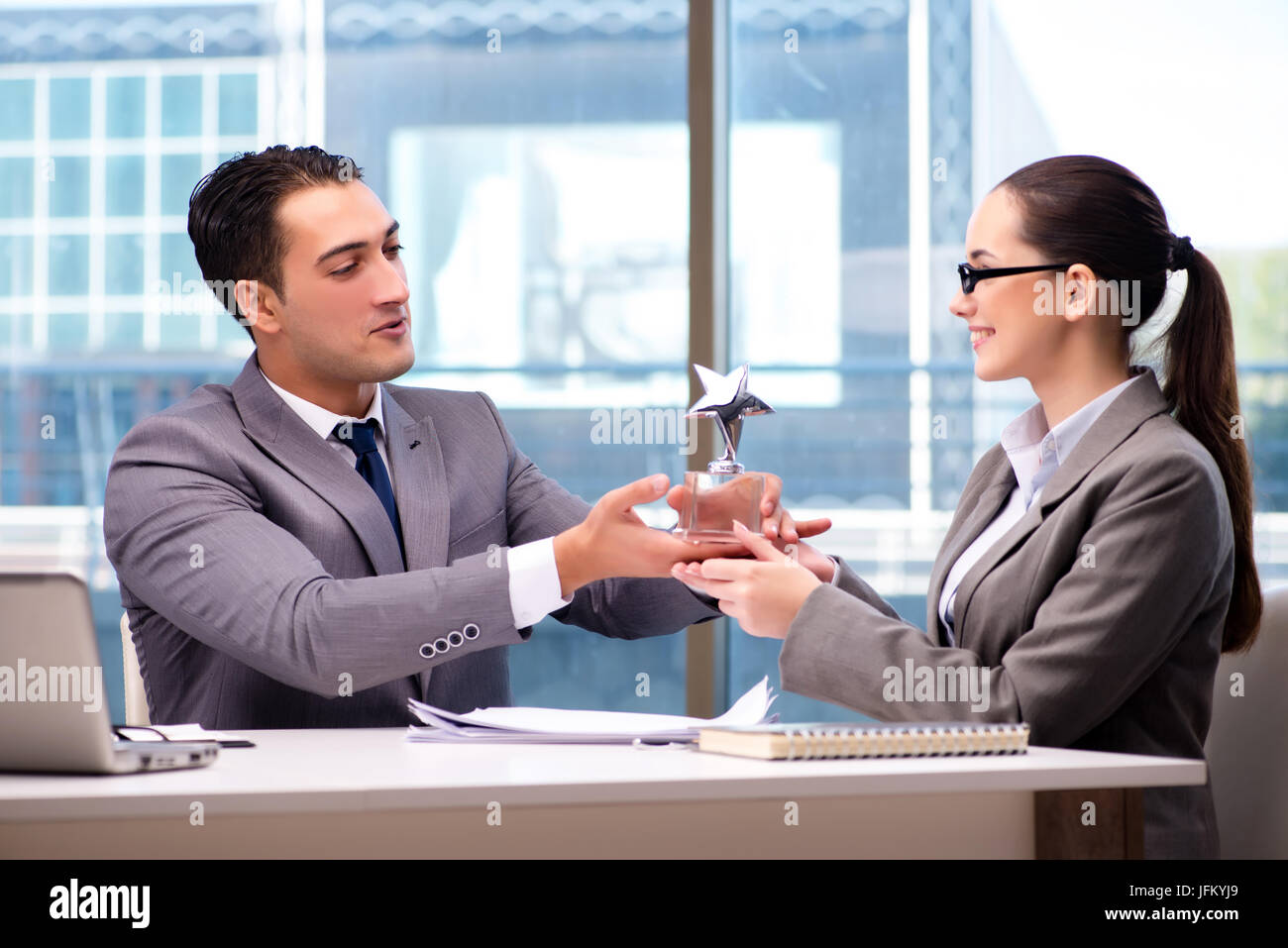 Woman receiving trophy not sport hi-res stock photography and images ...
