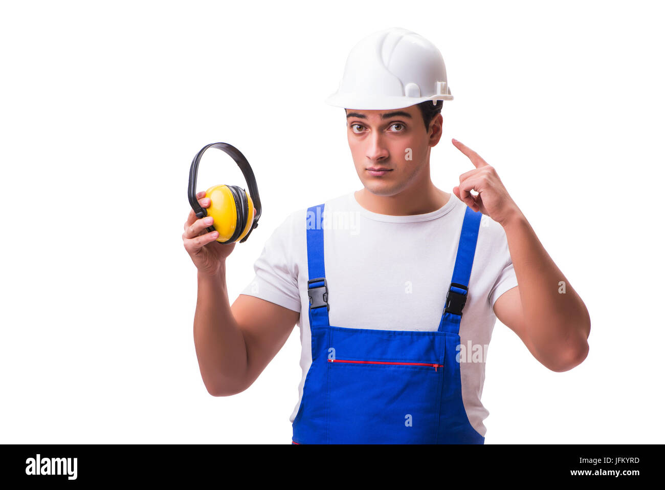 Construction worker isolated on white background Stock Photo - Alamy