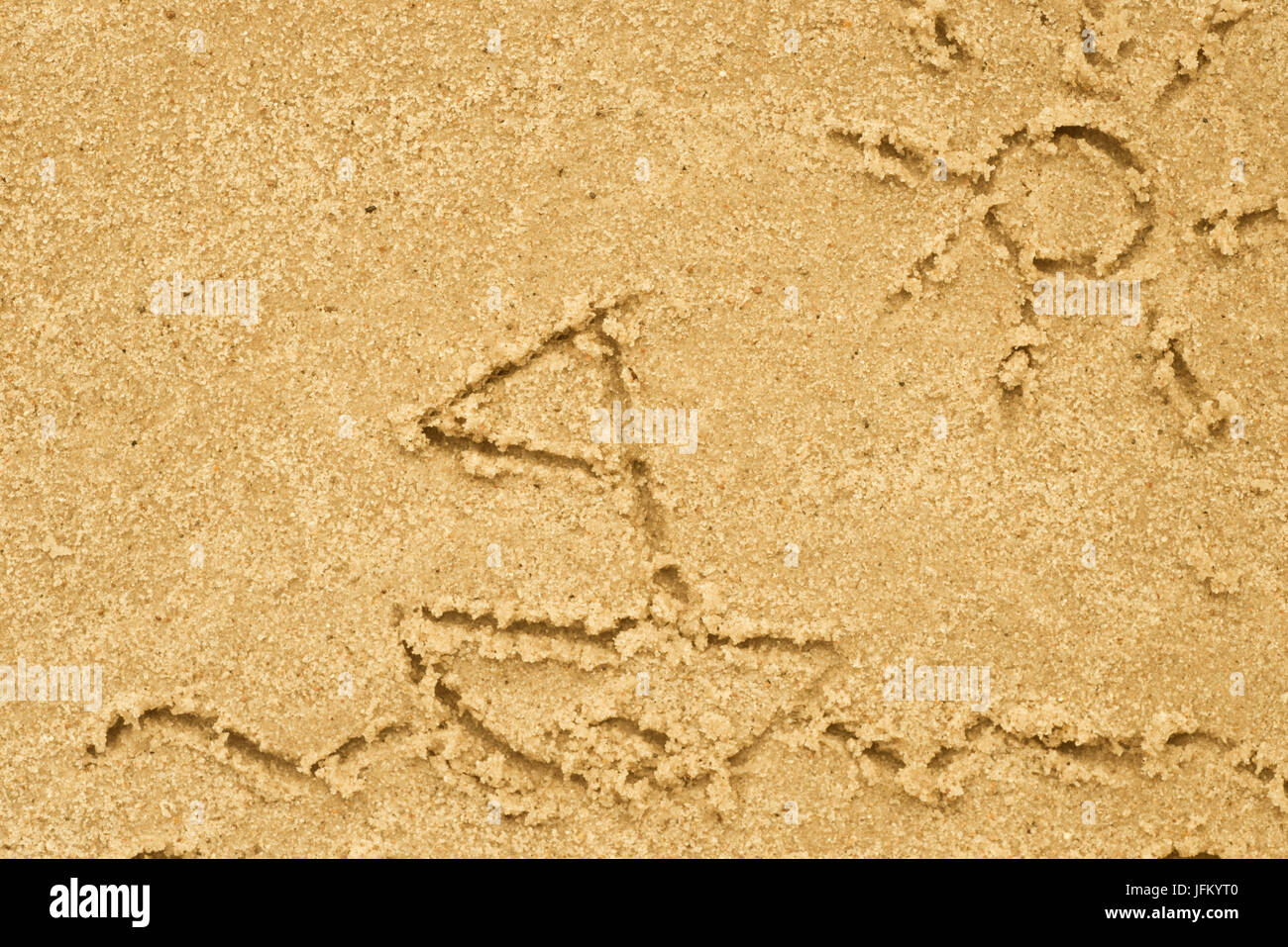 yacht on sea drawing in sand background Stock Photo - Alamy