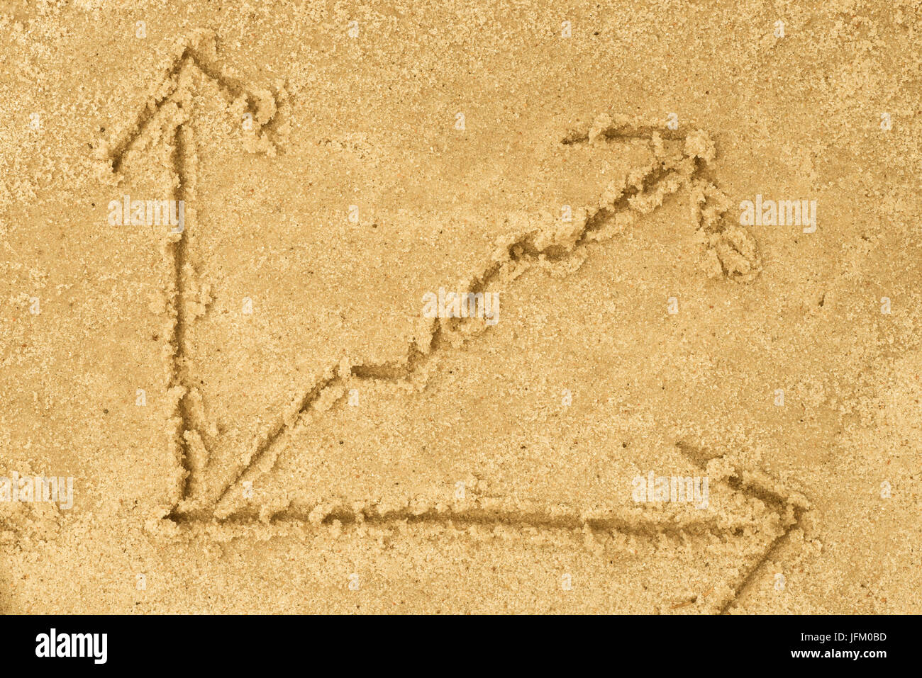 increase graph drawing in sand background Stock Photo - Alamy