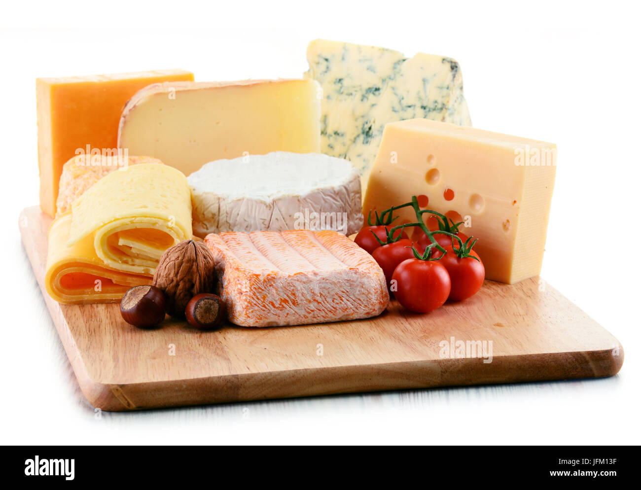 Different sorts of cheese isolated on white background Stock Photo - Alamy