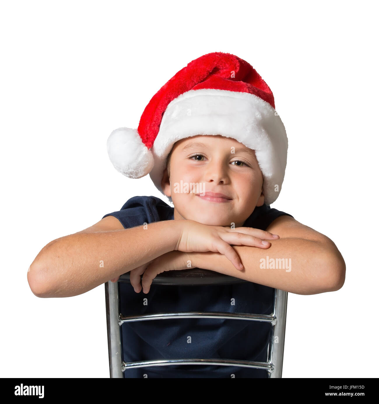 Seven year old boy in red hat cheerfully smiles Stock Photo - Alamy