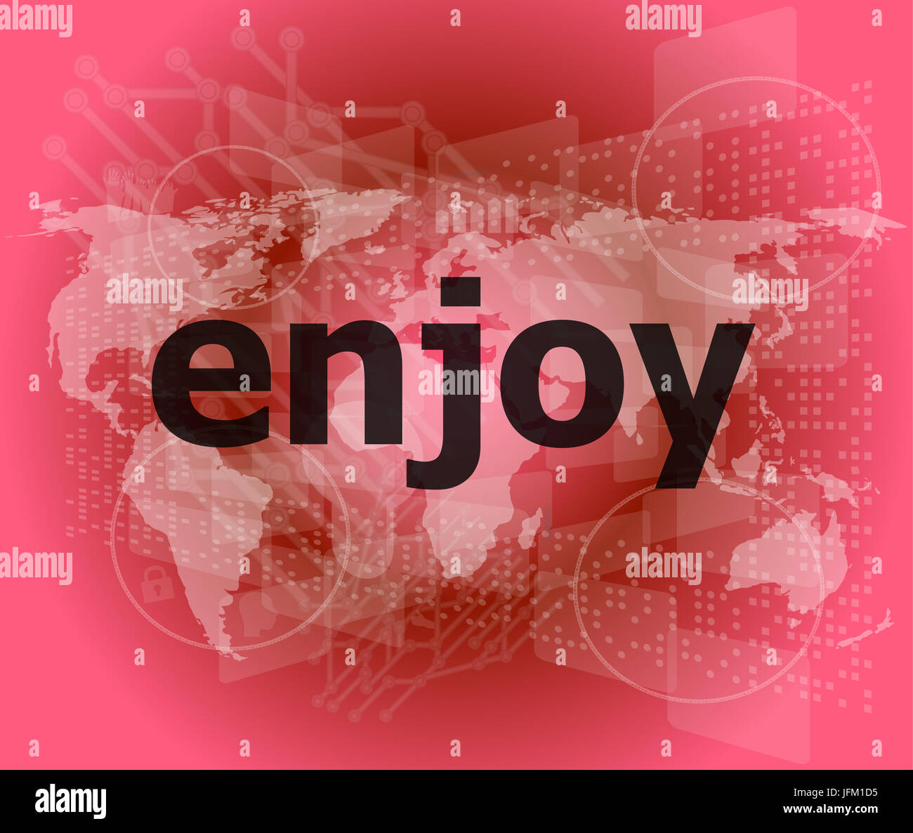 enjoy word, hi-tech background, digital business touch screen Stock ...