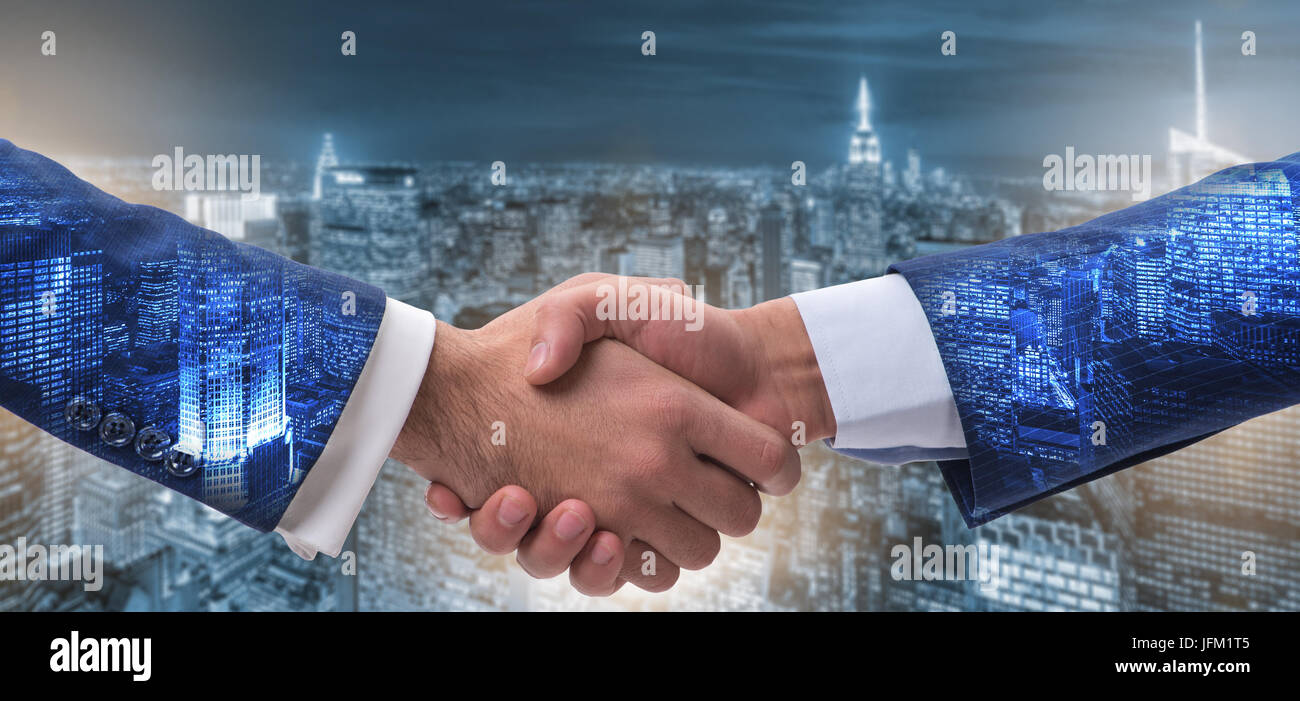 Handshake concept - business metaphor illustration Stock Photo - Alamy