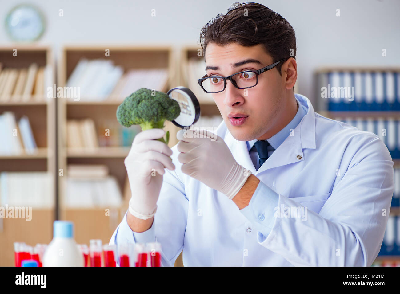 Scientist working on organic fruits and vegetables Stock Photo - Alamy