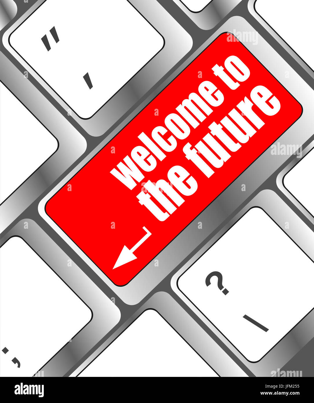 welcome to the future text on laptop keyboard key Stock Photo - Alamy