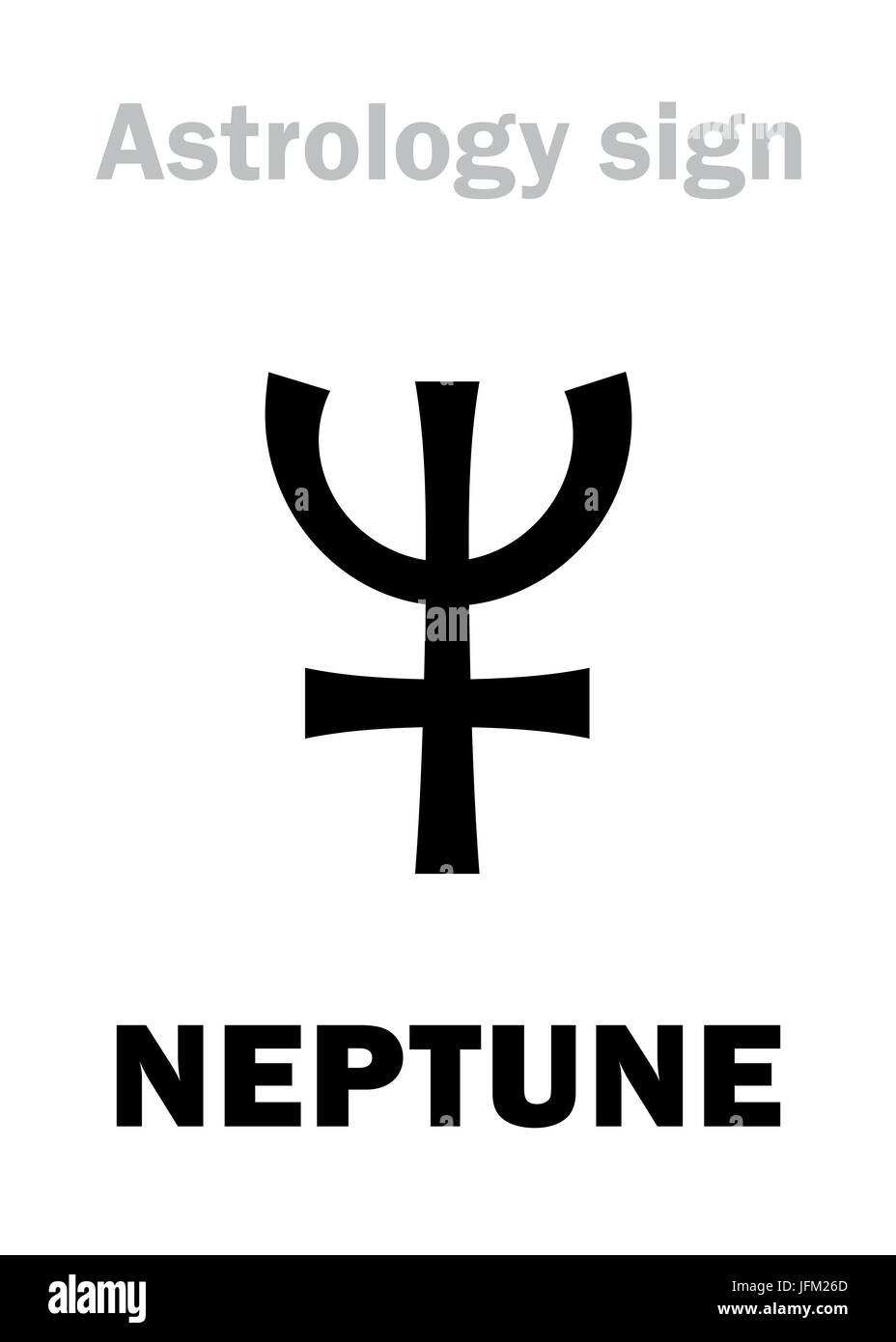 Neptune Astronomical Symbol Neptune Icon. Neptune Linear Symbol Design