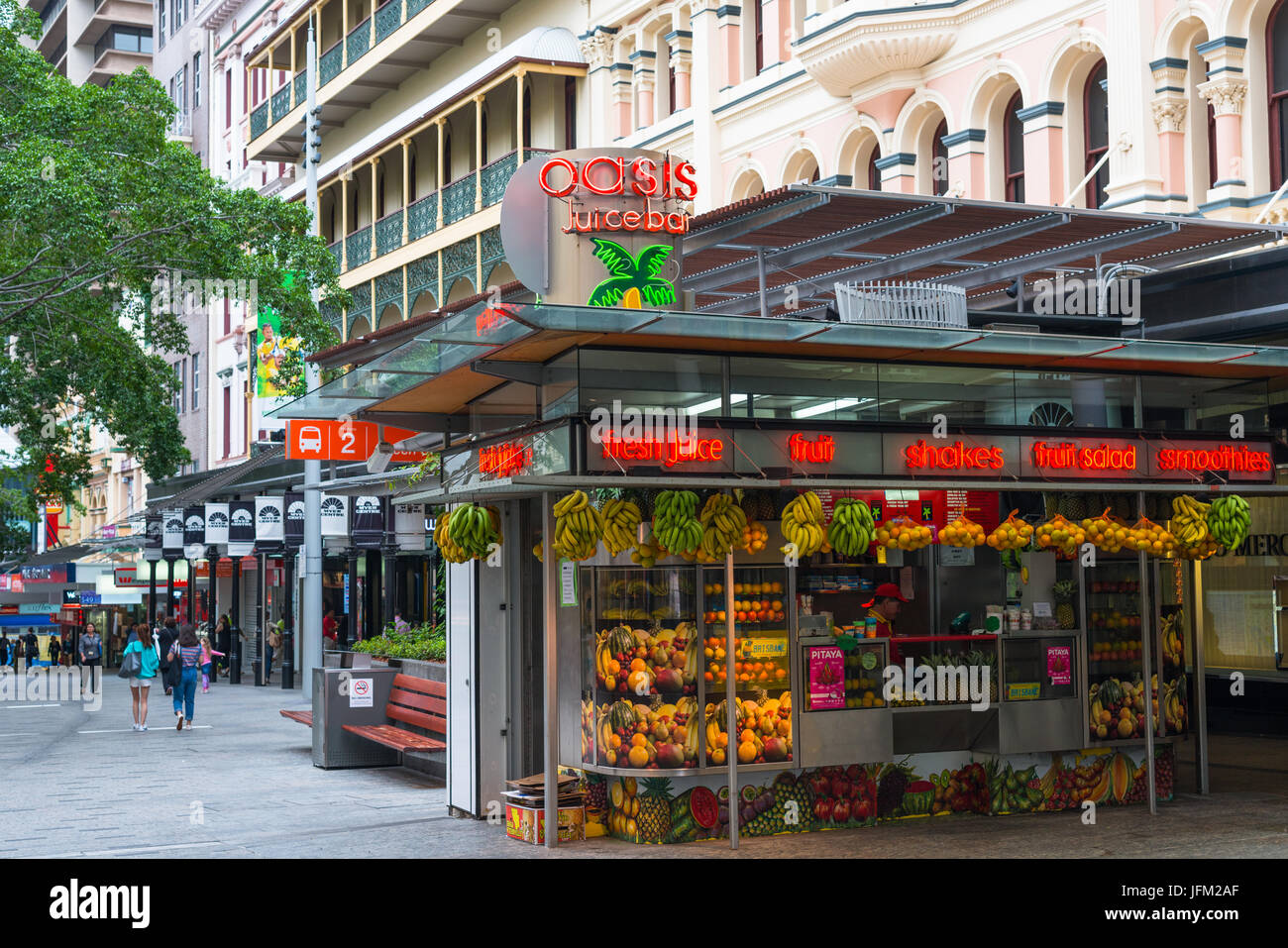 Queen Street, main shopping street, Brisbane city centre, Australia ...
