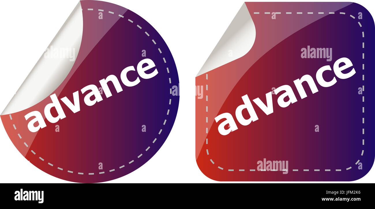 advance word stickers set, icon button, business concept Stock Photo ...