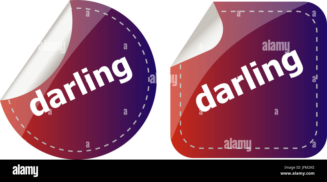 darling word stickers web button set, label, icon Stock Photo - Alamy