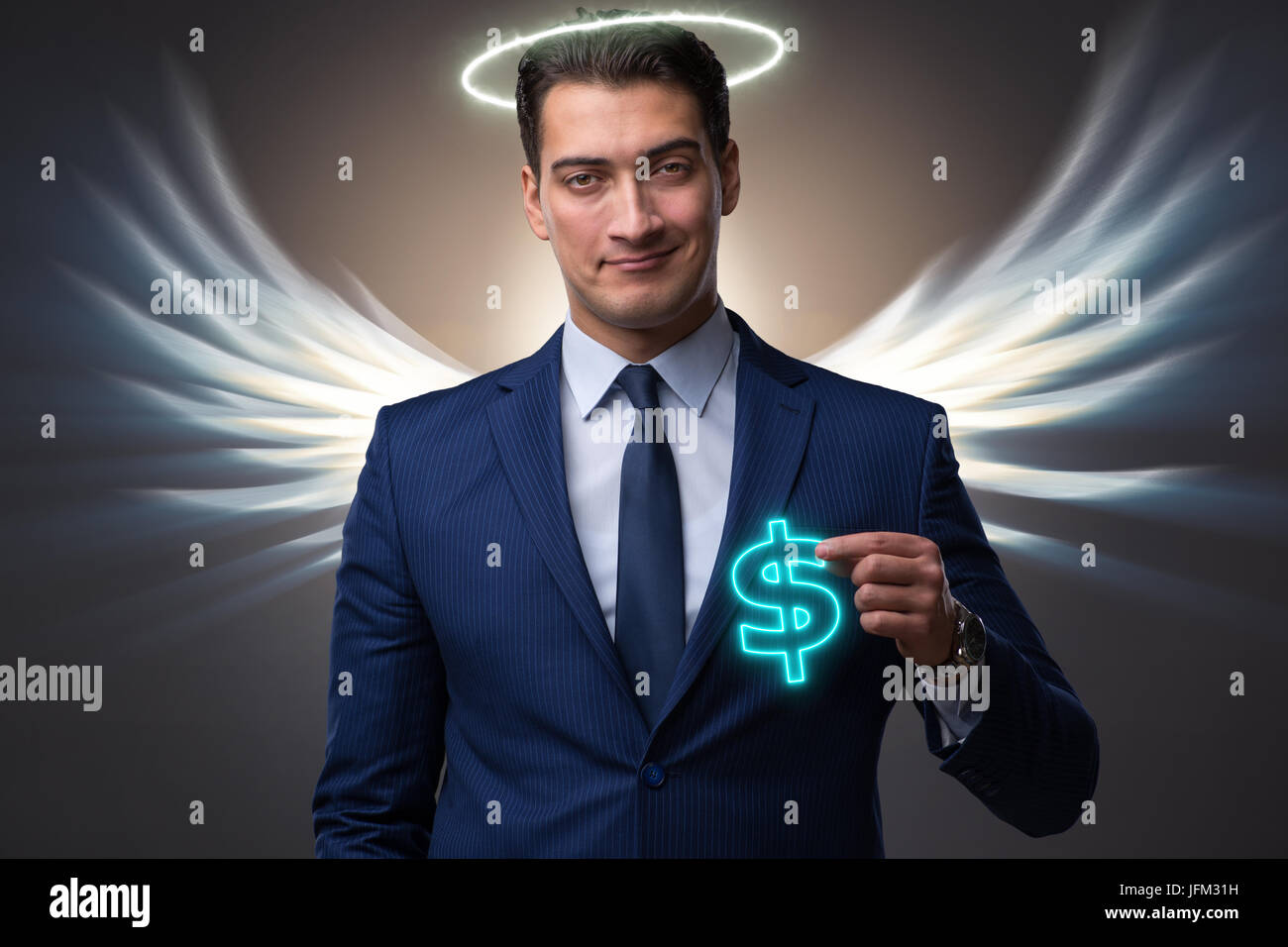 Angel investor concept with businessman with wings Stock Photo - Alamy